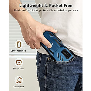 SOiOS for T-Mobile REVVL V Plus 5G Case: Built-in Screen Protector Kickstand Full Body Dual-Layer Protective Shockproof Heavy-Duty Military Grade Tough Rugged Phone Cover - Duck Blue