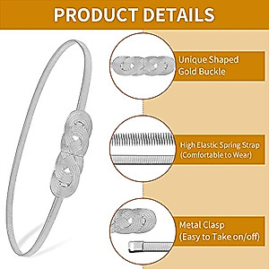 Giantree Women Skinny Belt, Metal Corset Belt Thin Waist Belt Stretch Waist Belt for Dress(Silver)