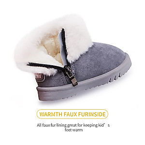 BMCiTYBM Baby Snow Winter Boots Girls Boys Cold Weather Faux Fur Shoes 6 12 18 24 Months Grey Size 12-18 Months Toddler