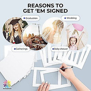 Mat Board Center, Pack of 50, 11x14 for 8x10 - White Mats, Clear Bags, Backing Boards - Acid Free, 4-ply Thickness, White Core - for Pictures, Photos, Framing