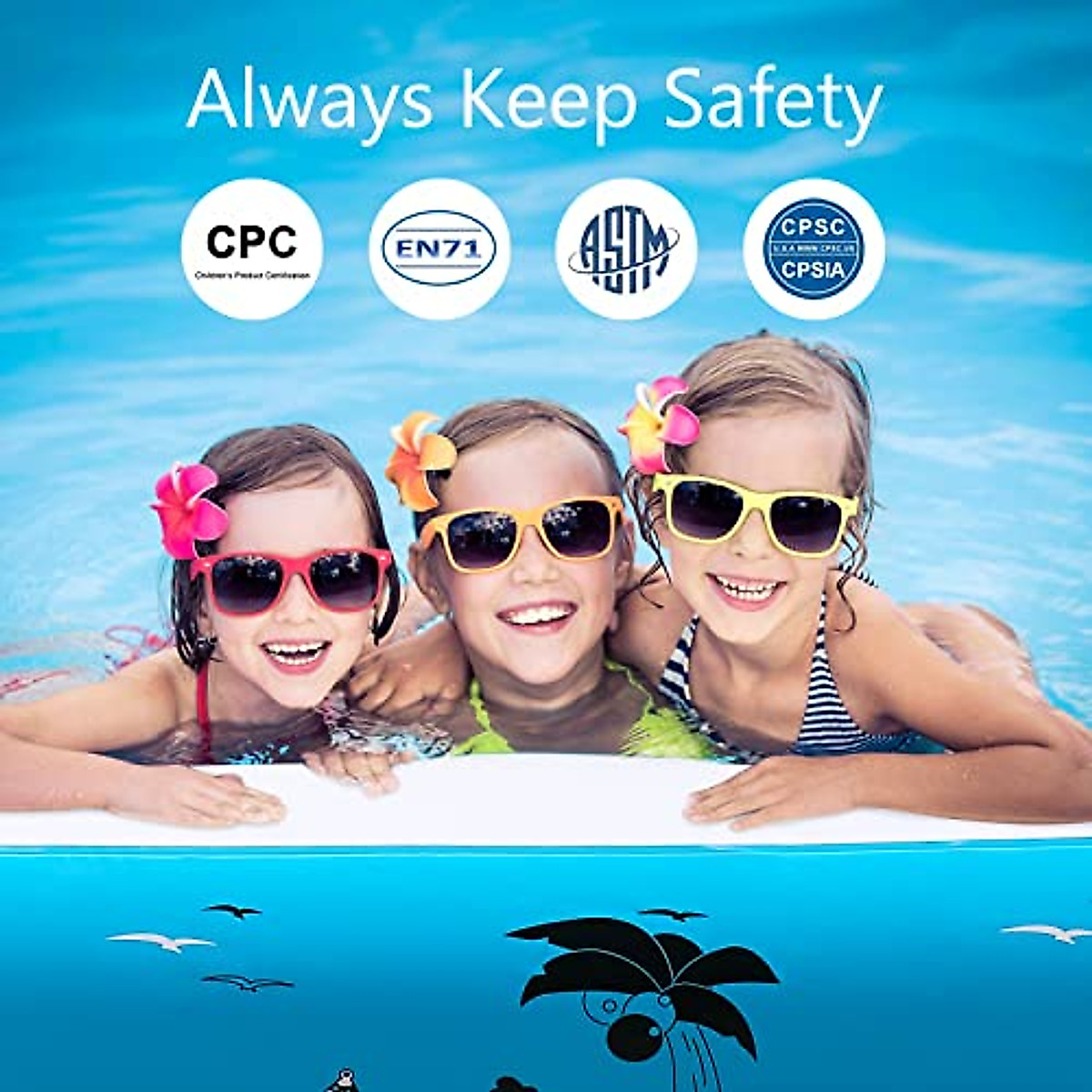 Large Inflatable Pool with Seat, Jhunswen Blow Up Pool for Adults, 100" x 61" x 17" Swimming Pool for Kids with Backrest for Backyard Outside, Family Summer Water Center (Without Pump)