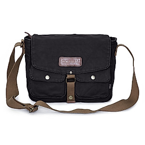Gootium Canvas Messenger Bag - Vintage Crossbody Shoulder Bag Military Satchel, Charcoal