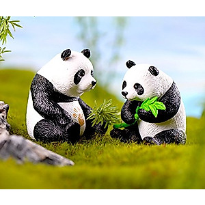 BoomTeck Miniature Garden Ornaments, 8 Pcs Cute Mini Animal Pandas Ornament DIY Kits for Fairy Garden Bonsai Dollhouse Succulent Decor Home Decoration