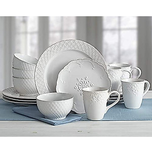 Pfaltzgraff French Lace White 16 Piece Dinnerware Set, Service for 4