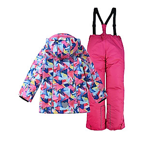 M2C Girls Thicken Warm Hooded Color Block Ski Snowsuit Jacket & Pants Pink 6/7