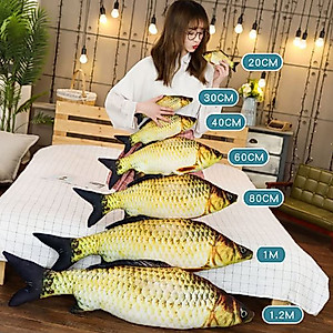 OUKEYI 31inch Giant 3D Soft Fish Cushion Pillow Carp Plush Pillow Stuffed Toy Throw Pillow for Home Decoration Gift Kids Pillow Stuffed Animal Toy