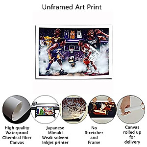 Allen Iverson Poster Canvas Wall Art Portrait Painting Basketball Posters for Bedroom Office Wall Decoration (16x24inch-No Frame,A)