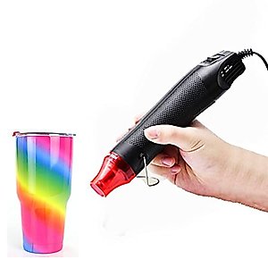 Mini Heat Gun for Epoxy Resin 300W Portable Handheld Black Heat Gun for Crafts Embossing, Shrink Wrapping, Drying Paint, Clay, Rubber Stamp Heat Tools, Dryer Craft Heat Tool for Cup Turner