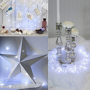 buways 66ft 200LEDs Fairy Lights-USB Plug-in Twinkle String Lights 8 Modes with RF Remote Control Christmas Party Garden Home Decoration(1,Silver Wire-Cool White-66ft)