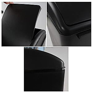 Bblina Plastic Swing Lid Trash Can, 16 Liter Waste Bin, Black, F