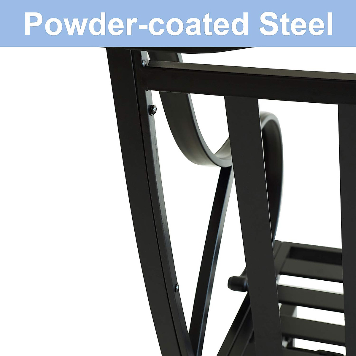 PatioFestival Patio Bench Sofa Outdoor Loveseat Conversation Set with Thick Cushion & Coffee Table Metal Frame Furniture for Deck Garden Poolside Balcony Beach(2 Seats, Blue)