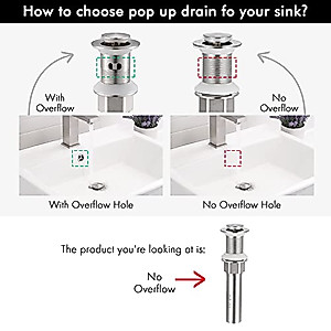 KES Bathroom Sink Drain Without Overflow, Pop Up Drain with Detachable Hair Catcher for Vanity Vessel Sink, Small Cap Brushed Nickel, S2014D-BN