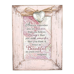 Cottage Garden Braver Stronger Beautiful Blush Pink Distressed Locket Easel Back Picture Frame