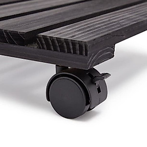 HOUSEBOOK - 2 Packs Premium Wooden Plant Stand Caddy 30cm Square Garden Plant Pot Trolley 360 Deg Movable, Waterproof Planter Caddy, 12", Wholesale Available, 30cm, Holds Up 240 Lbs, Black