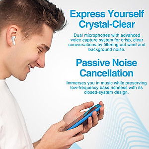 Naztech Xpods PRO - True Wireless Noise Cancelling Earbuds w/Touch Control, IPX4 Water-Resistant, HD Sound, Secure Fit for Sports, Gym Workouts & More, Includes Wireless Charging Case - White