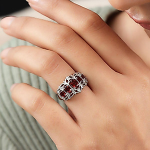 Shop LC Red Garnet Victorian 5 Stone Ring for Women Platinum Plated Jewelry Wedding Gifts for Women Size 9 Ct 1.35 Birthday Gifts