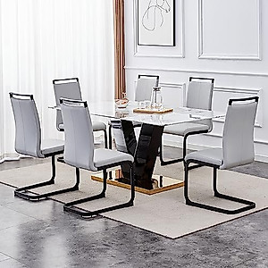 gopop 71'' Marble Dining Table,Modern Dining Room Table with Golden Stainless Steel Base.Marble Kitchen Table for 8 People, Ideal for Living Room Home Office