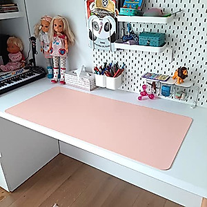 Weelth Multifunctional Office Desk Pad, Waterproof Desk Pad Protector PU Leather Dual-Sided Desk Writing Pad for Office/Home (Pink/Sliver, 23.6" x 13.7")