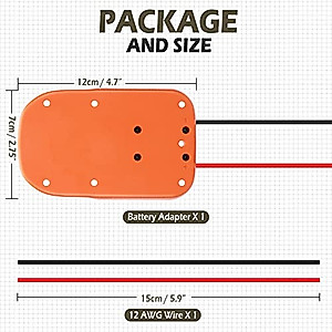 Ecarke Power Wheels Battery Adapter for Ridgid AEG 18V Hyper Lithium Battery Dock Power Connector Battery Converter 12 Gauge Robotics for DIY RC Toy Car Truck,E-Bike（1 Pcs）