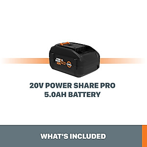 WORX WA3012 20V Power Share PRO 4.0Ah Lithium-Ion High-Capacity Battery, Black and Orange