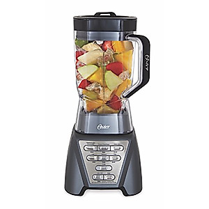 Oster Pro 1200 Blender with Professional Tritan Jar and Food Processor attachment, Metallic Grey