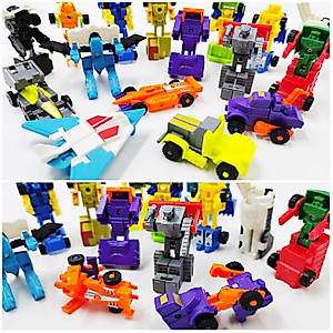 SCKTYZS Morphing Robot Construction Toy Cars Mini Pull Back Vehicles Set of 16 Action Figure Party Supplies Birthday Favors Decorations Kit for Toddlers Kids Boys Prizes Goodie