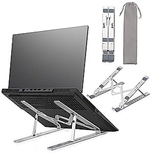 HONGO Laptop Stand, Aluminum Portable Monitor Tablet Stand Notebook Riser Foldable Ventilated with 7-Angels Adjustable, Lightweight Holder for MacBook Dell, HP, Lenovo More Laptops & Tablet