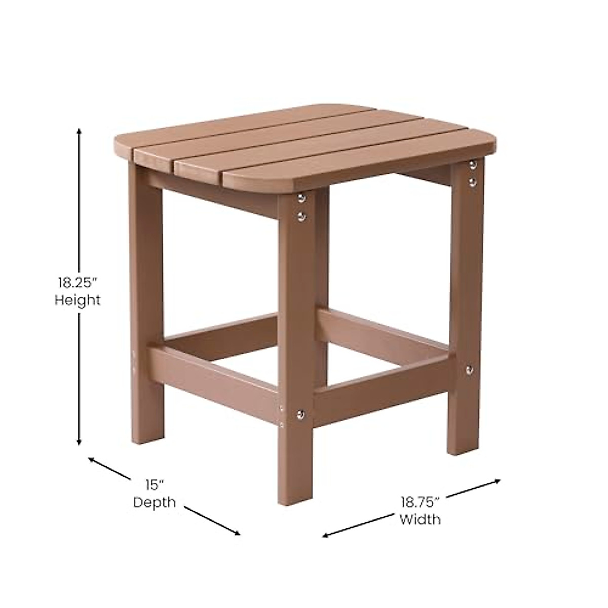 Flash Furniture Charlestown Tiered Commercial Poly Resin Adirondack Side Table - Natural Cedar - All-Weather - Indoor/Outdoor