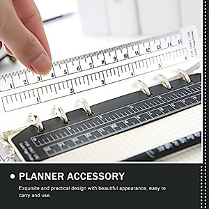 TOYANDONA Clear Binder 18Pcs Plastic Page Marker Snap- in Bookmark Binder Ruler for A5 A6 A7 Size 6- Hole Notebook Filler Planner Accessory Black Clear Multi- Function Planner Bookmark