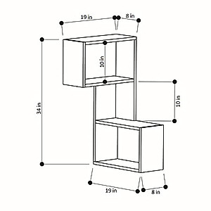 Ada Home Décor Wingate Wall Shelf, 19'' x 34'' x 8'', Anthracite
