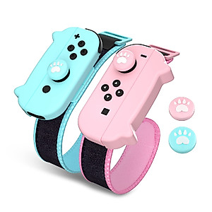 NANANINO Dance Switch Wristband, Wrist Bands for Dance Switch 2023 2022 2021 2020 2019, Adjustable Elastic Straps for Joy-Cons Controller - PinkBlue (2 Packs)