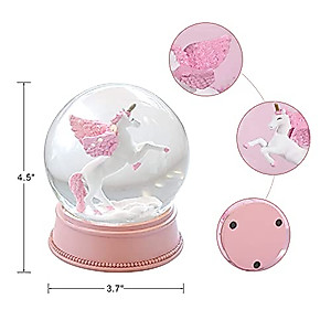 Unicorn Snow Globes for Girls, 100MM Pink Glitter Glass Snowglobe for Kids, Christmas Birthday Gifts for Girls,Wife,Daughter,Granddaughter