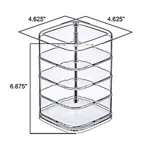 Amazing Abby - Inspire - 4-Tier Acrylic Hair Accessories Organizer with Lid, Plastic Jewelry Holder, Rotating Makeup Accessories Container, Beauty Supply Storage for Vanity and Bathroom, Clear, Square