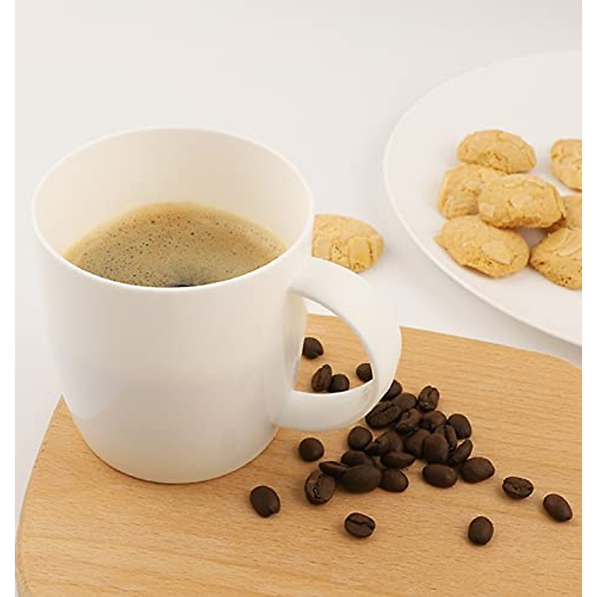 fulong Reusable Plastic Drinking Cup with Handle, BPA Free Microwave & Dishwasher Safe Food Grade PP 13 Ounce Coffee & Milk Mug Set of 5 (Blue)