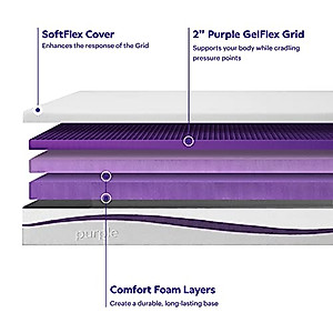 Purple Mattress - Queen, GelFlex Grid, Better Than Memory Foam, Temperature Neutral, Responsiveness, Breathability, Made in USA