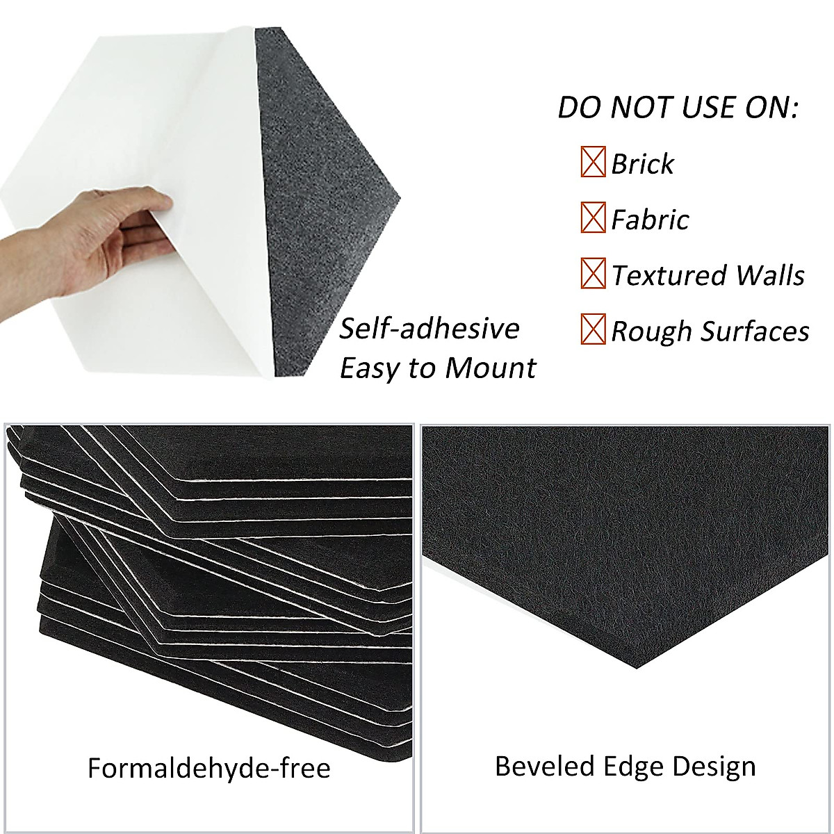 BXI Sound Absorber - 16 Pack Self-adhesive 14.2 X 12.3 X 0.4 Inches Acoustic Absorption Panels, Hexagon Sound Absorbing Panels for Wall and Ceiling Acoustic Treatment