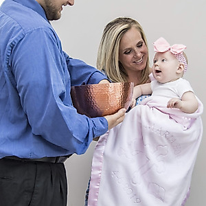 Custom Catch Personalized Baptism Baby Blanket Gift - Girl Name for Christening (Pink, 1 Text Line)