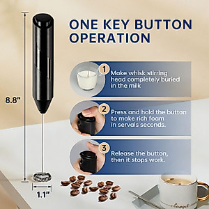 YSSOA Electric Milk Frother Handheld with Stainless Steel Stand Battery Operated Whisk Drink Mixer for Coffee, Frappe, Latte, Hot Chocolate, Matcha, Mini Hand Blender 2024 Version