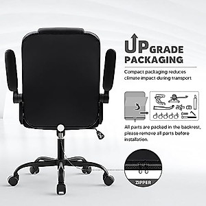 SEATZONE Home Office Desk Chair, High Back Ergonomic Managerial Executive Chairs, Headrest and Lumbar Support Desk Chairs with Wheels and Armrest, Black