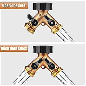 madeking water hose splitter 2 way heavy duty, brass 2 way hose splitter, Bolted & Threaded. garden hose splitter Easy Grip to 2 hose connector,Long Handles hose y valve,Outdoor Faucet splitter
