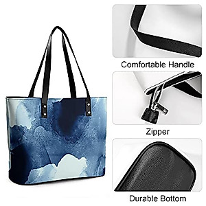 Womens Handbag Blue Texture Leather Tote Bag Top Handle Satchel Bags For Lady