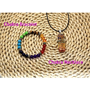 HEDQFM 7 Chakra Necklace Bracelet Orgone Energy Protection and Spiritual Healing Pendant Necklaces Bracelets Set for Women Men