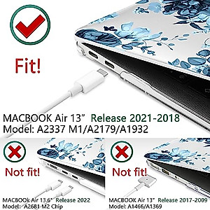 CAMPLALA for MacBook Air 13 inch Case 2021-2018 Release Model A2337 M1 A2179 A1932 - Hard Shell Case & Keyboard Cover & Screen Protector & OTG Adapter Suitable MacBook Air 13", Ink Flowers