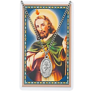 St Jude Prayer Card Set Catholic Saint Christian Pendant Medal