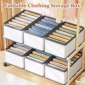 Wardrobe Clothes Drawer Organizer, Upgraded PP Board Foldable Drawers Organizer for Clothes, 7 Grids Washable Compartment Clothing Closet Organizer for Jeans,Pants,T-Shirts,Dresse (2PCS Large)