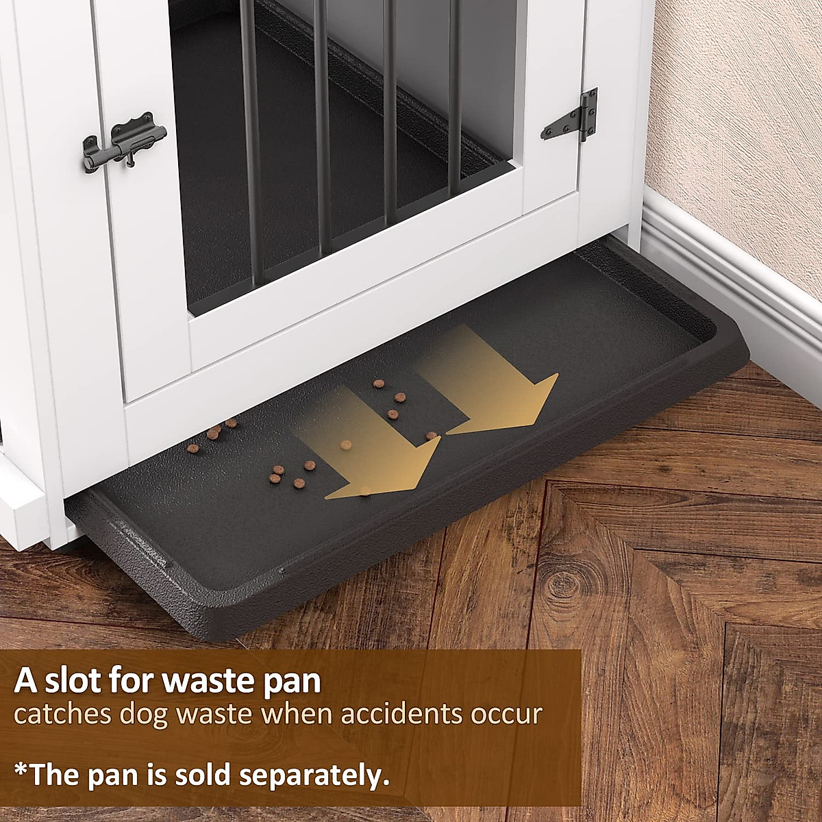 Zakkart Dog Crate Furniture for Large Dogs Up to 60 lbs. - Barn Door Puppy Kennel w/Thickened Farmhouse Top & Metal Bars - 37'' Wide - White Decorative Modern Dog Crate Table, End Table, Nightstand