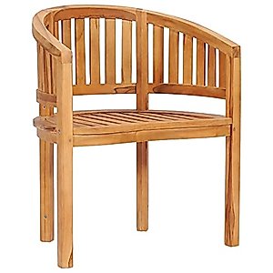 vidaXL Banana Chair, Wooden Leisure Chair with Armrests, Patio Dining Lounge Chair for Indoor Outdoor Lawn Garden Porch, Solid Wood Teak