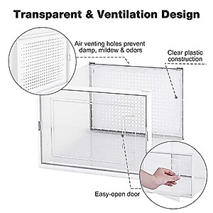 Yescom Foldable Shoe Storage Box 18 Pack Shoe Organizer Bins Closets Stackable Sneaker Container for Home Closet Apartment Use Clear Large Size