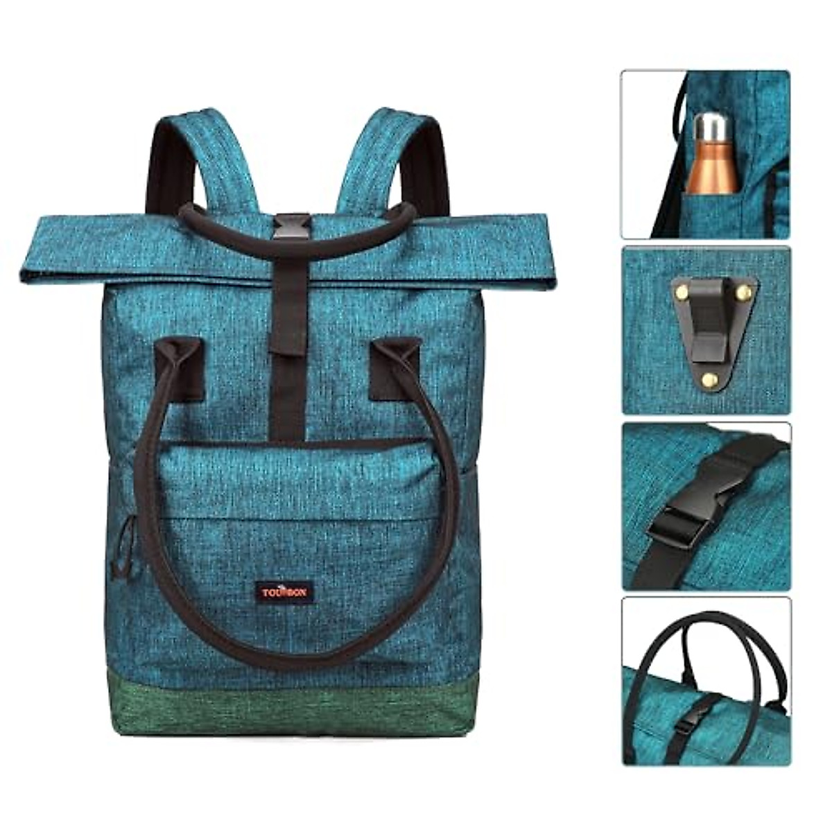 TOURBON Nylon Roll-top Clip-On Bike Panniers Women's Shoulder Tote Bag (Blue)