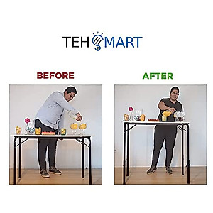 TEH SMART Table Leg Extenders for Folding Table – 4-Pack Table Risers for Straight and Bent Legs – Highly Durable Steel Construction – 16 Inches Height – Ideal for Back Pain (Black, 400x35)